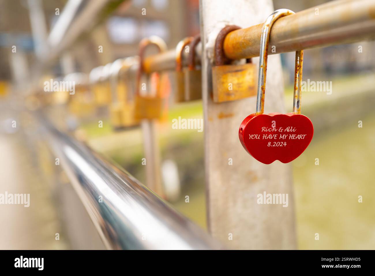 Love locks on Pero's bridge in Bristol UK Stock Photo - Alamy