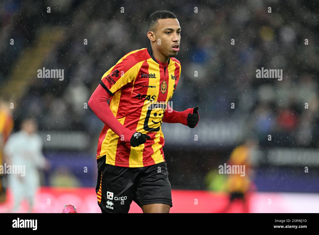 Anderlecht, Belgium. 26th Jan, 2025. Rafik Belghali (17) of KV Mechelen pictured during the ...