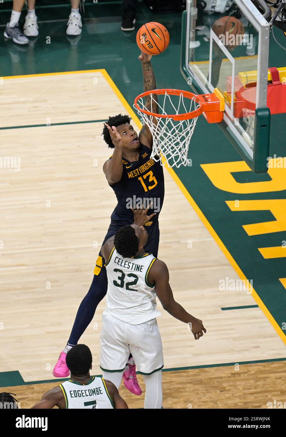 Waco, Texas, USA. 15th Feb, 2025. West Virginia Mountaineers forward ...