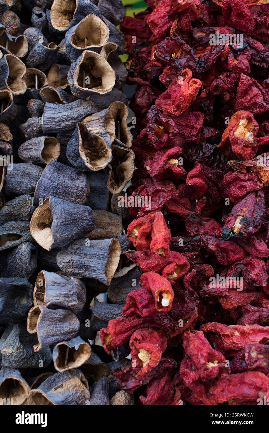 Dried eggplant and red pepper. Traditional products for stuffed ...