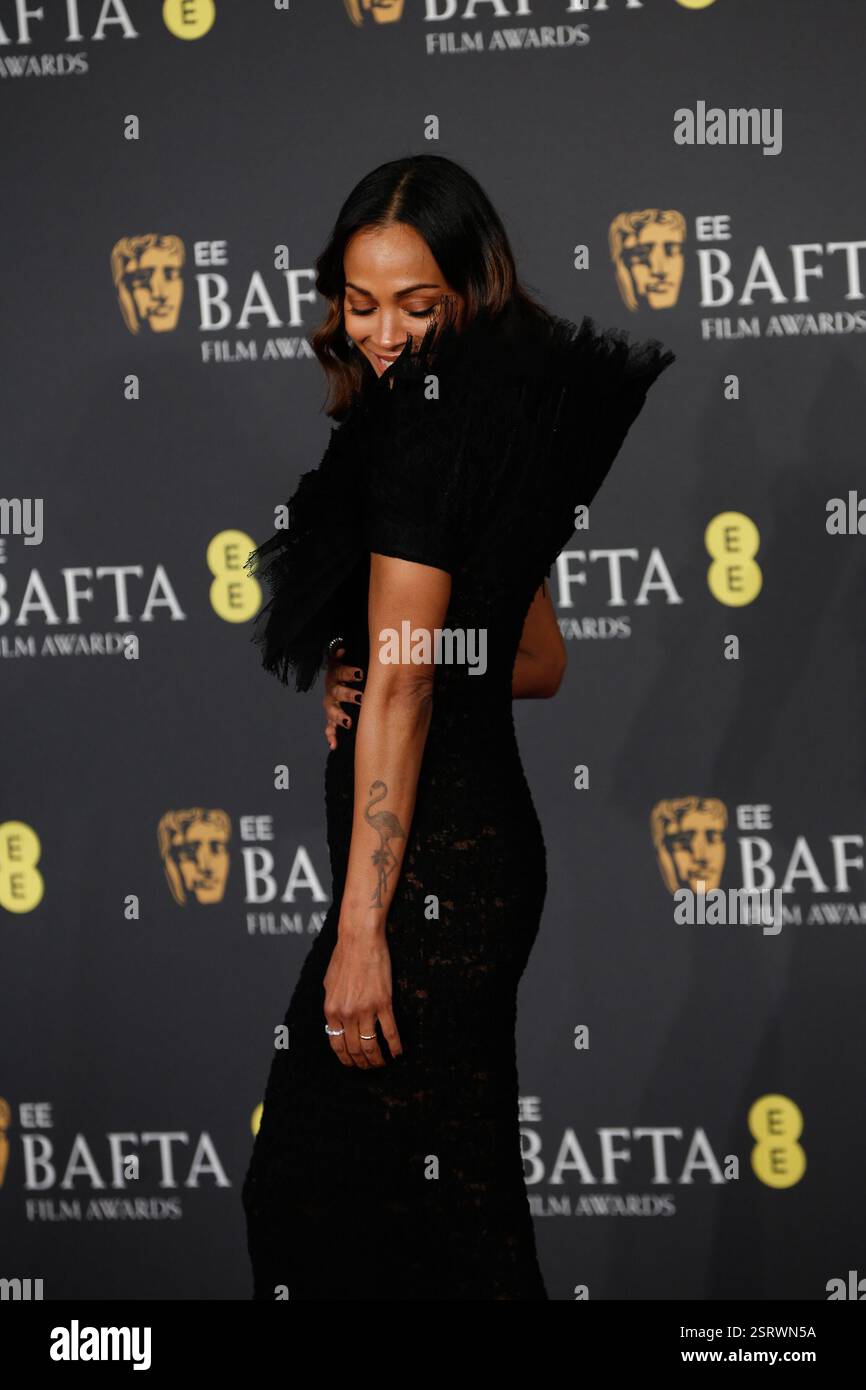 London, USA. 16th Feb, 2025. Zoe Saldaña attends the red carpet for the ...