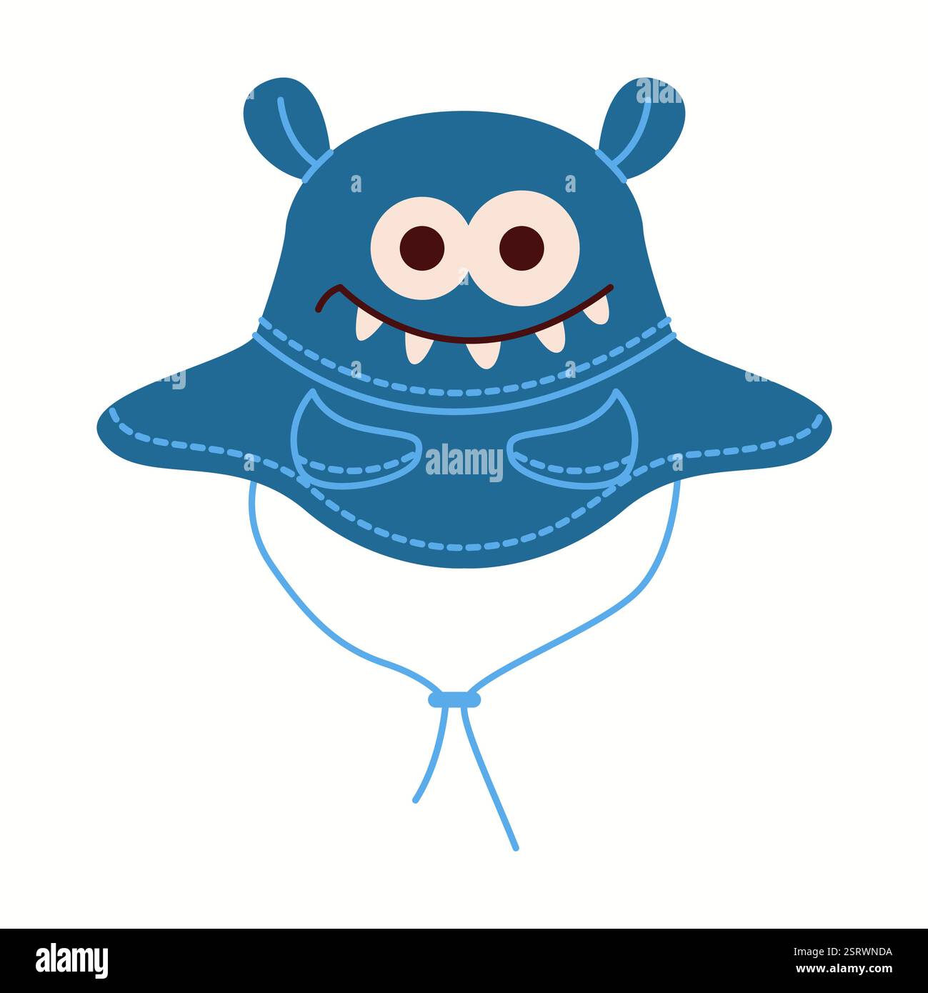 Illustration of a playful blue monster bucket hat featuring googly eyes ...