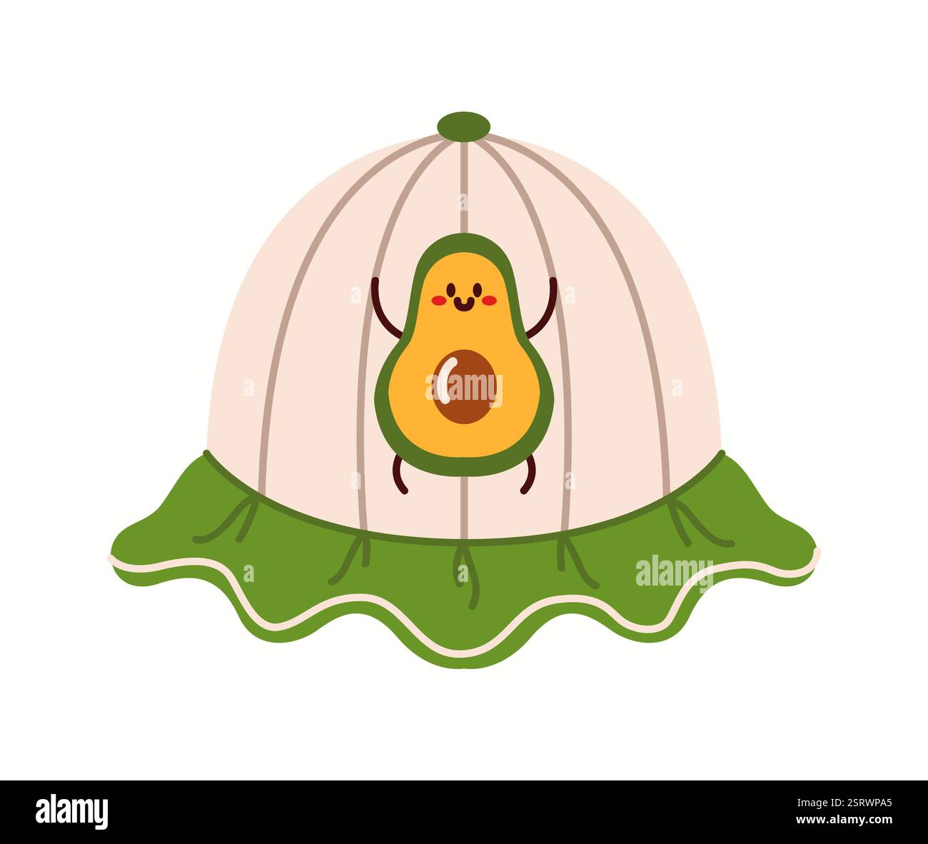 Illustration of a cute bucket hat featuring an avocado print and a ...