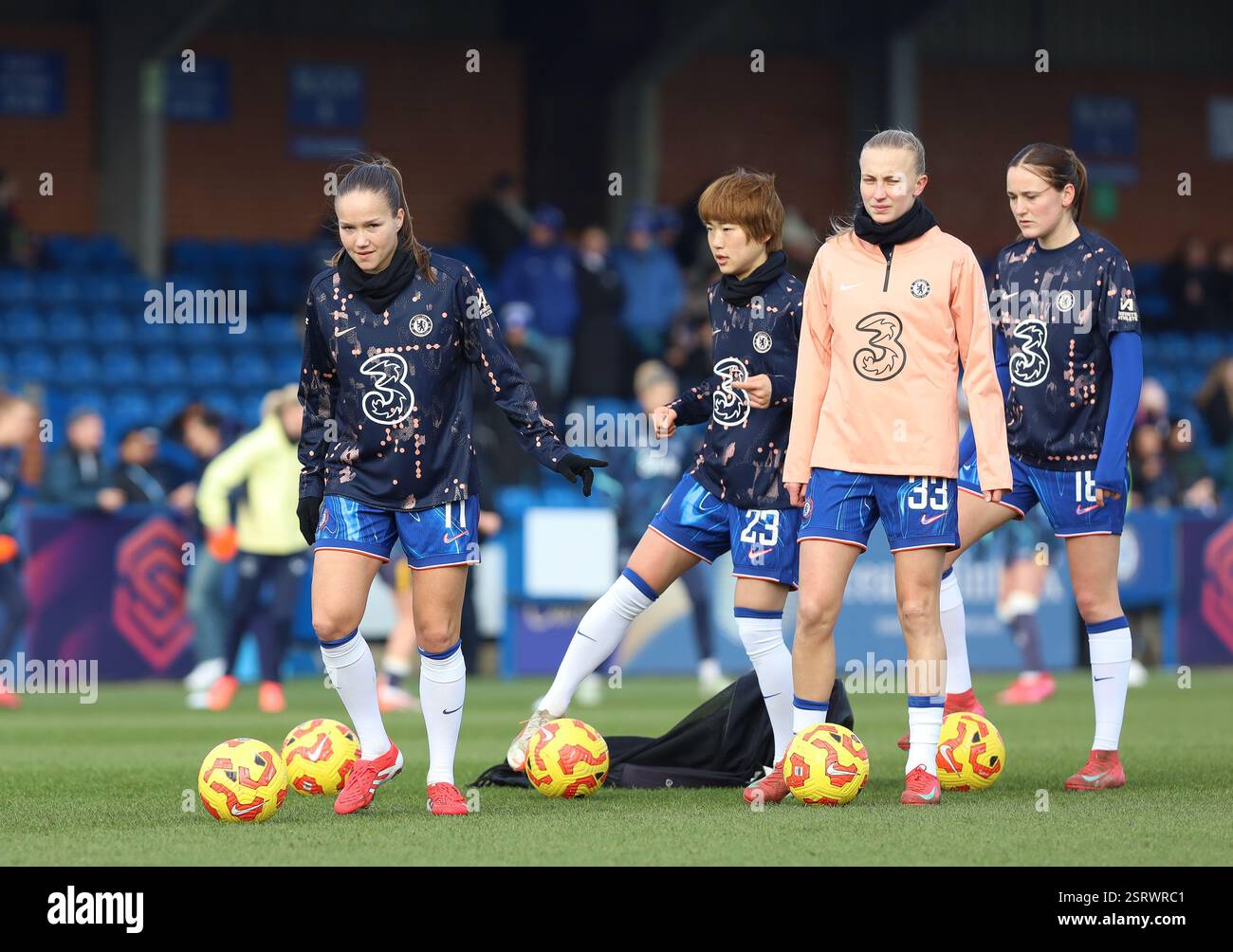 Guro Reiten (Chelsea 11) warming up before the Women's Super League ...