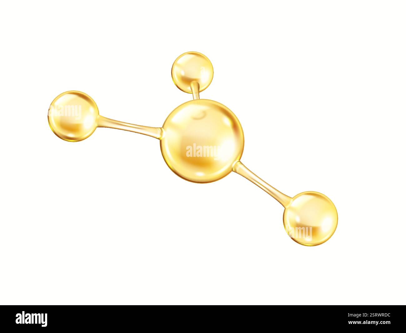 Golden collagen molecule structure shines realistic vector illustration ...