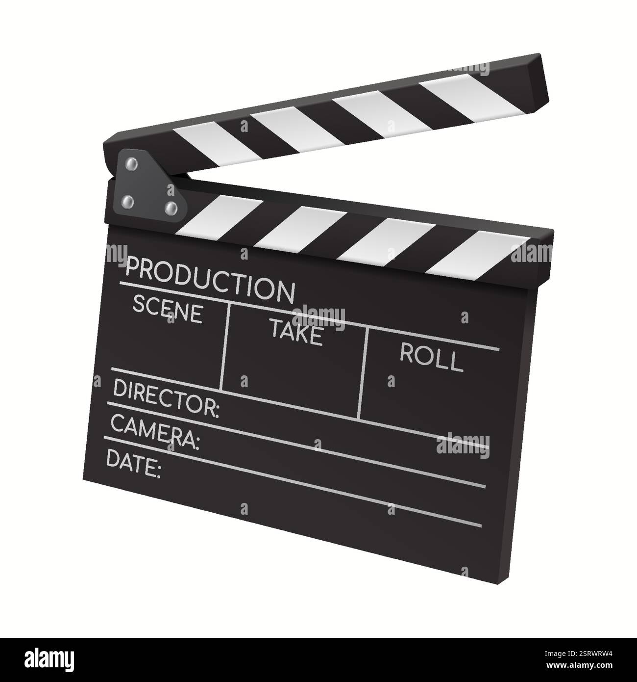 Realistic 3D illustration of a black and white director's clapperboard ...