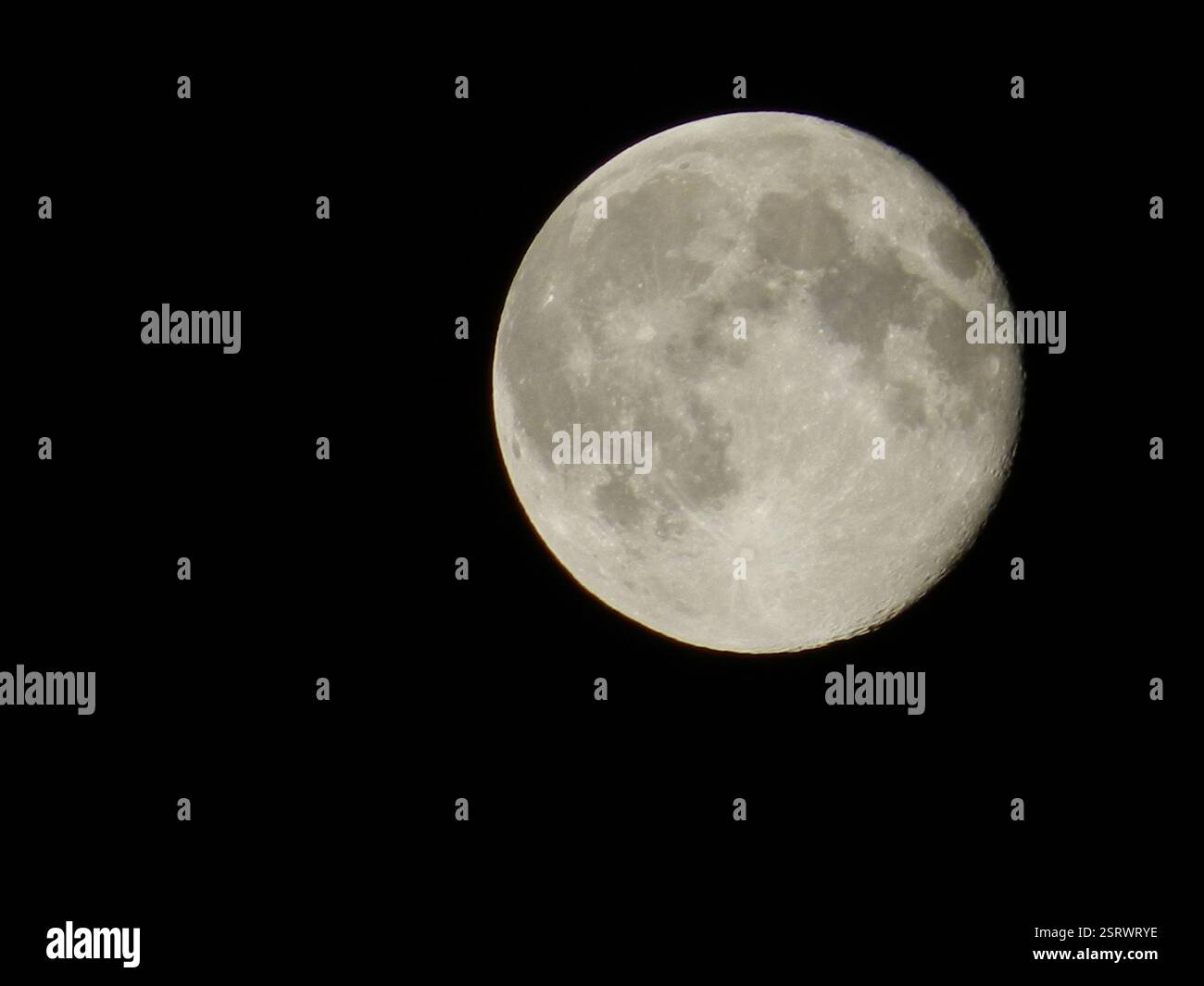 Detailed Full Moon Against a Black Night Sky. High-Resolution Lunar ...