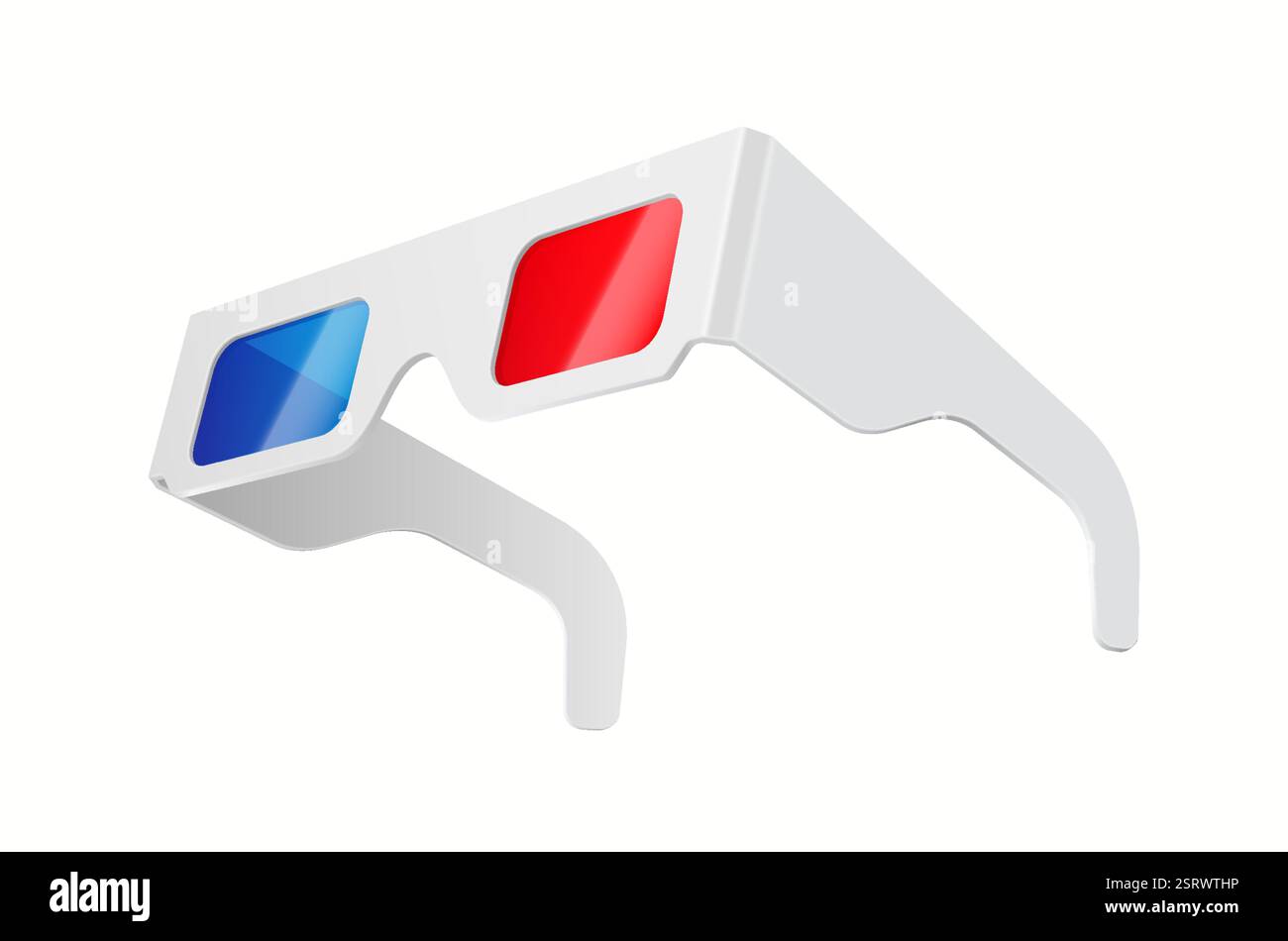 Realistic 3D illustration of red and blue anaglyph glasses used for ...