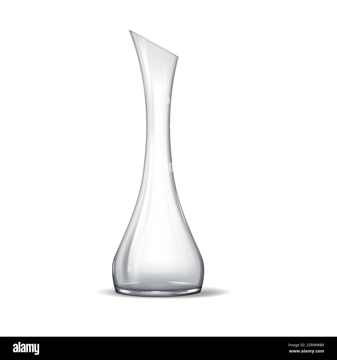 3D realistic illustration of a narrow elongated transparent glass vase ...
