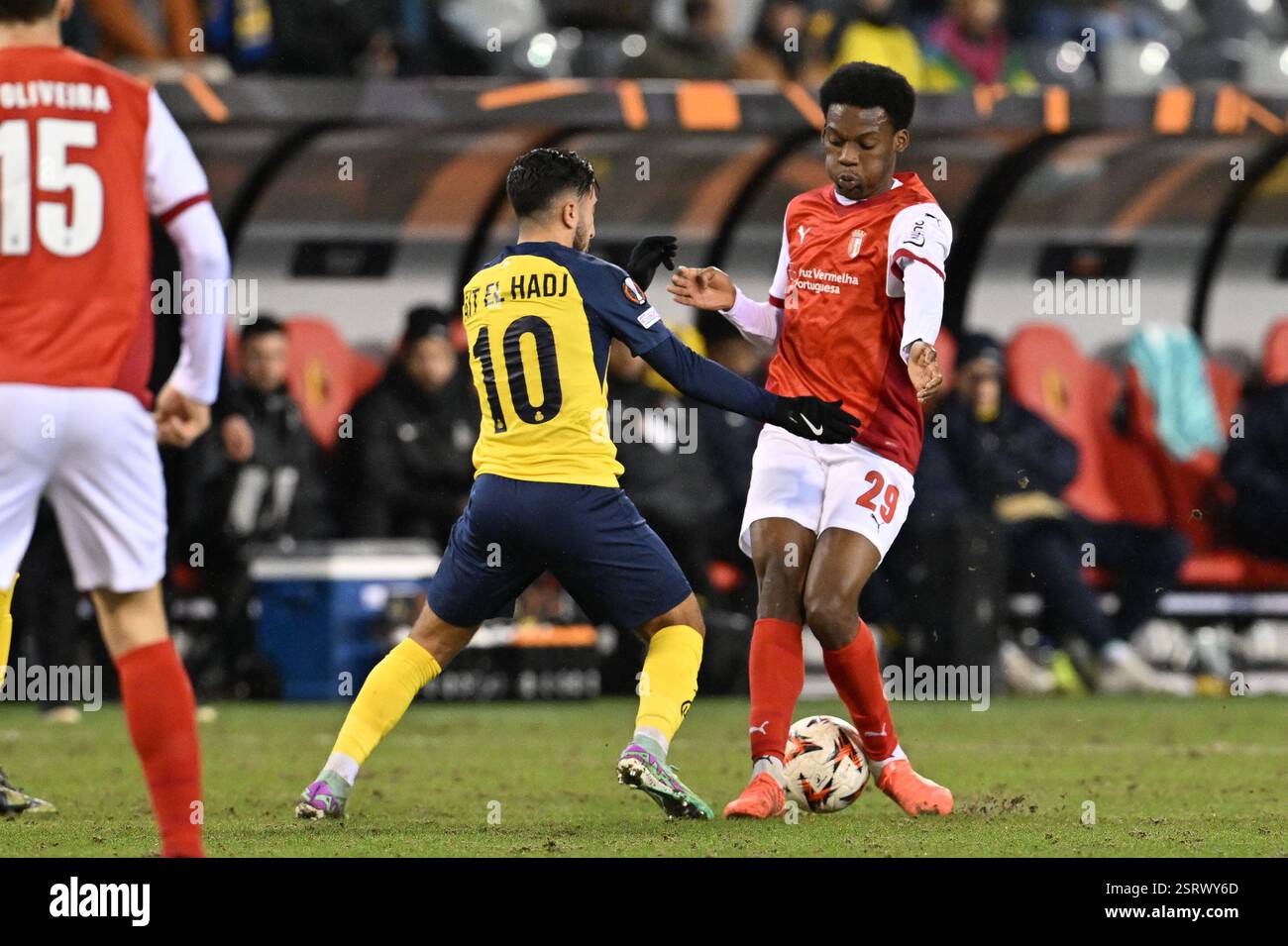 Brussel, Belgium. 23rd Jan, 2025. Anouar Ait El Hadj (10) of Union and Jean-Baptiste Gorby (29 ...