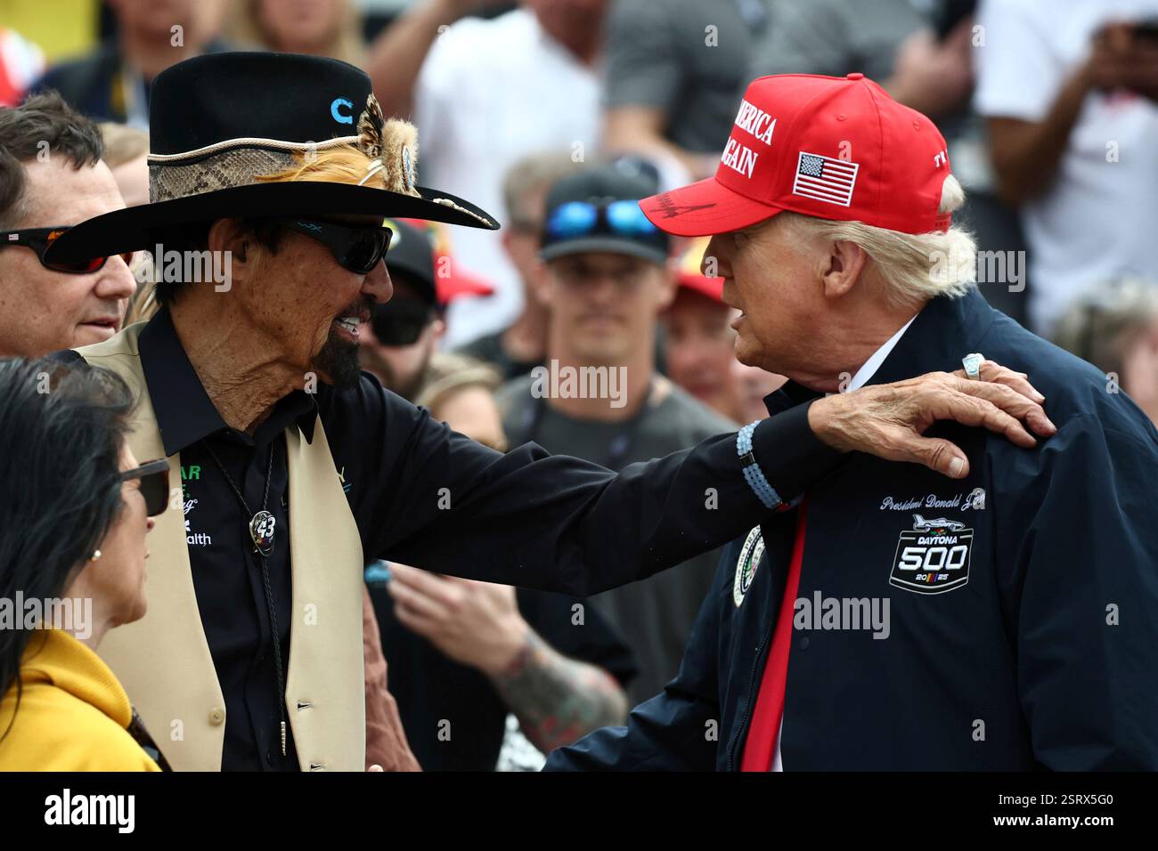 President Donald Trump greets NASCAR Hall of Fame drive Richard Petty ...