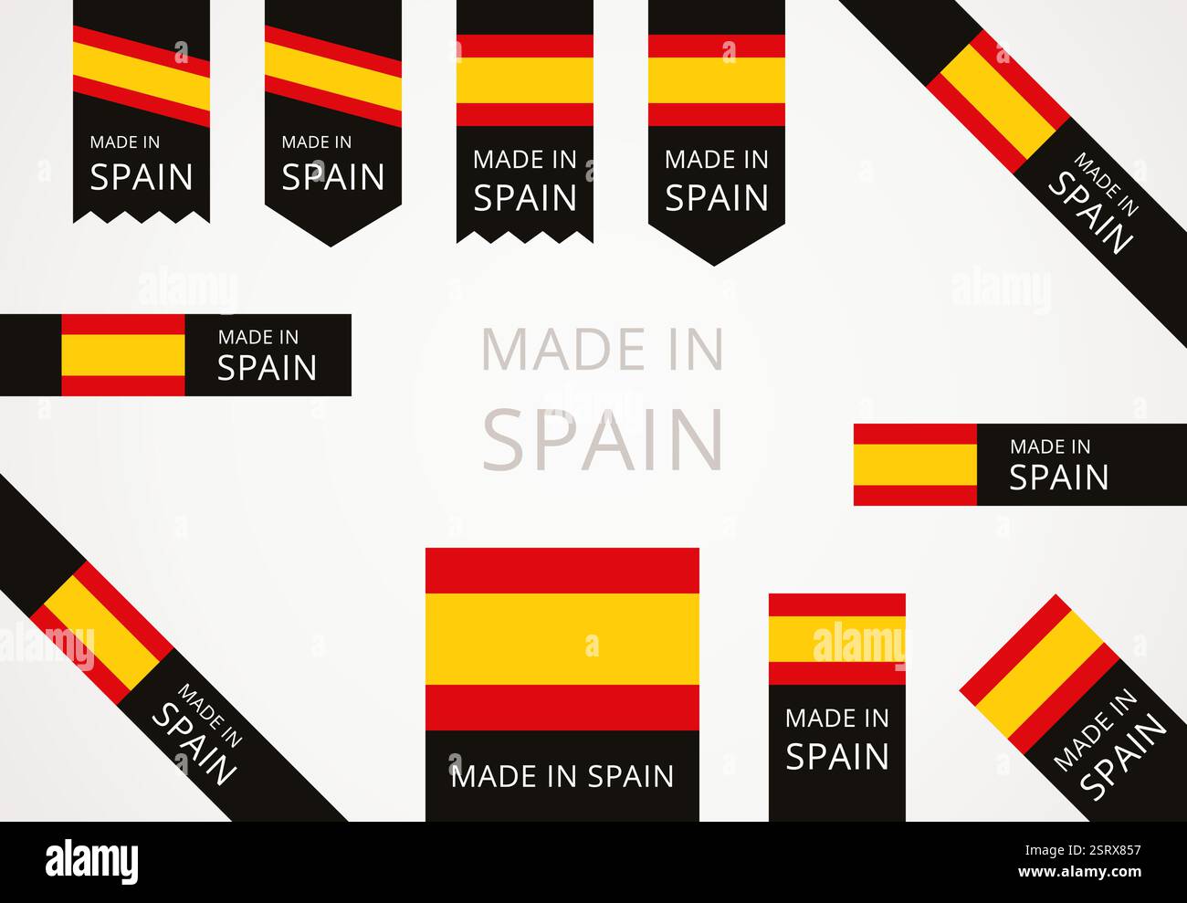 Made in Spain - black edge labels with Spanish flag Stock Vector Image ...