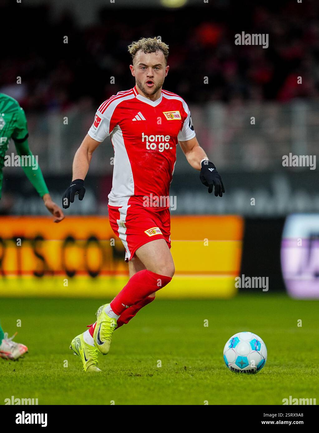 February 15 2025: Benedict Hollerbach of 1.FC Union Berlin controls the ...
