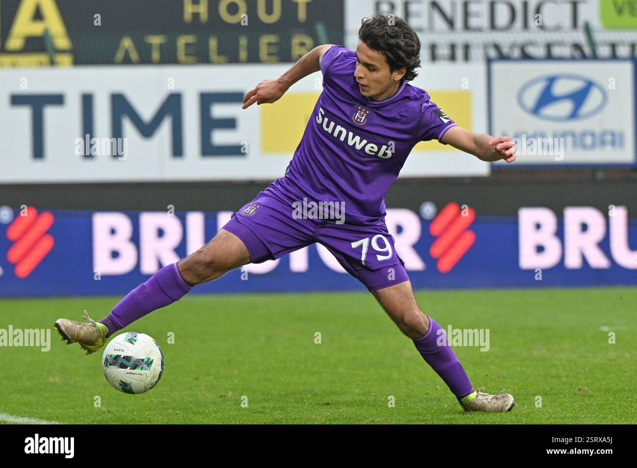 Kortrijk, Belgium. 19th Jan, 2025. Ali Maamar (79) of Anderlecht ...