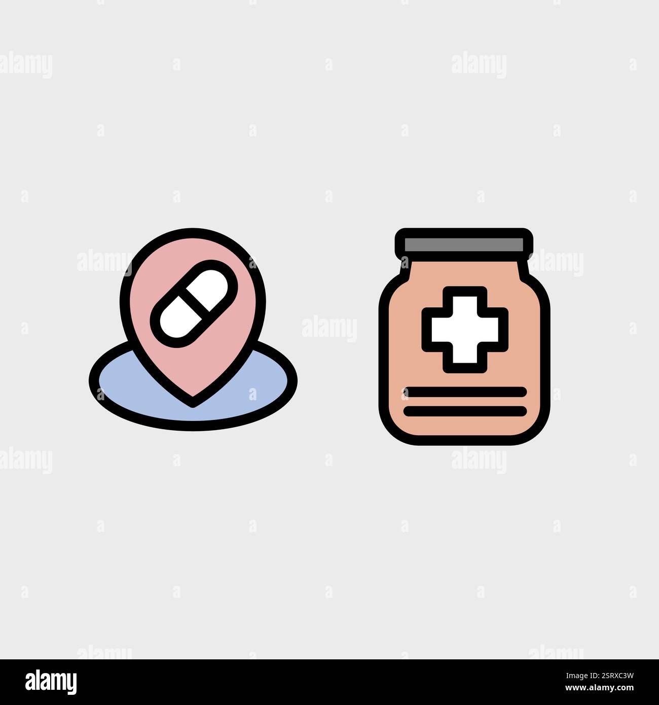Pharmacy and medicine symbols - clean and modern medic symbol set Stock ...