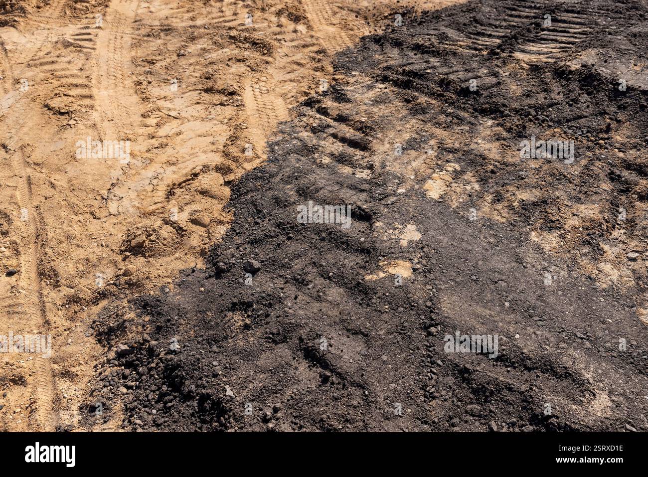a part of the excavated pits during construction work on the road ...