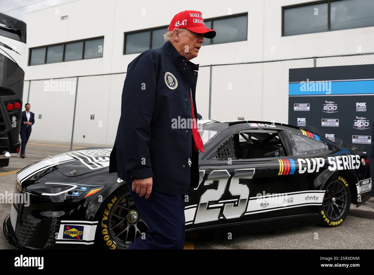 President Donald Trump attends the NASCAR Daytona 500 auto race at ...