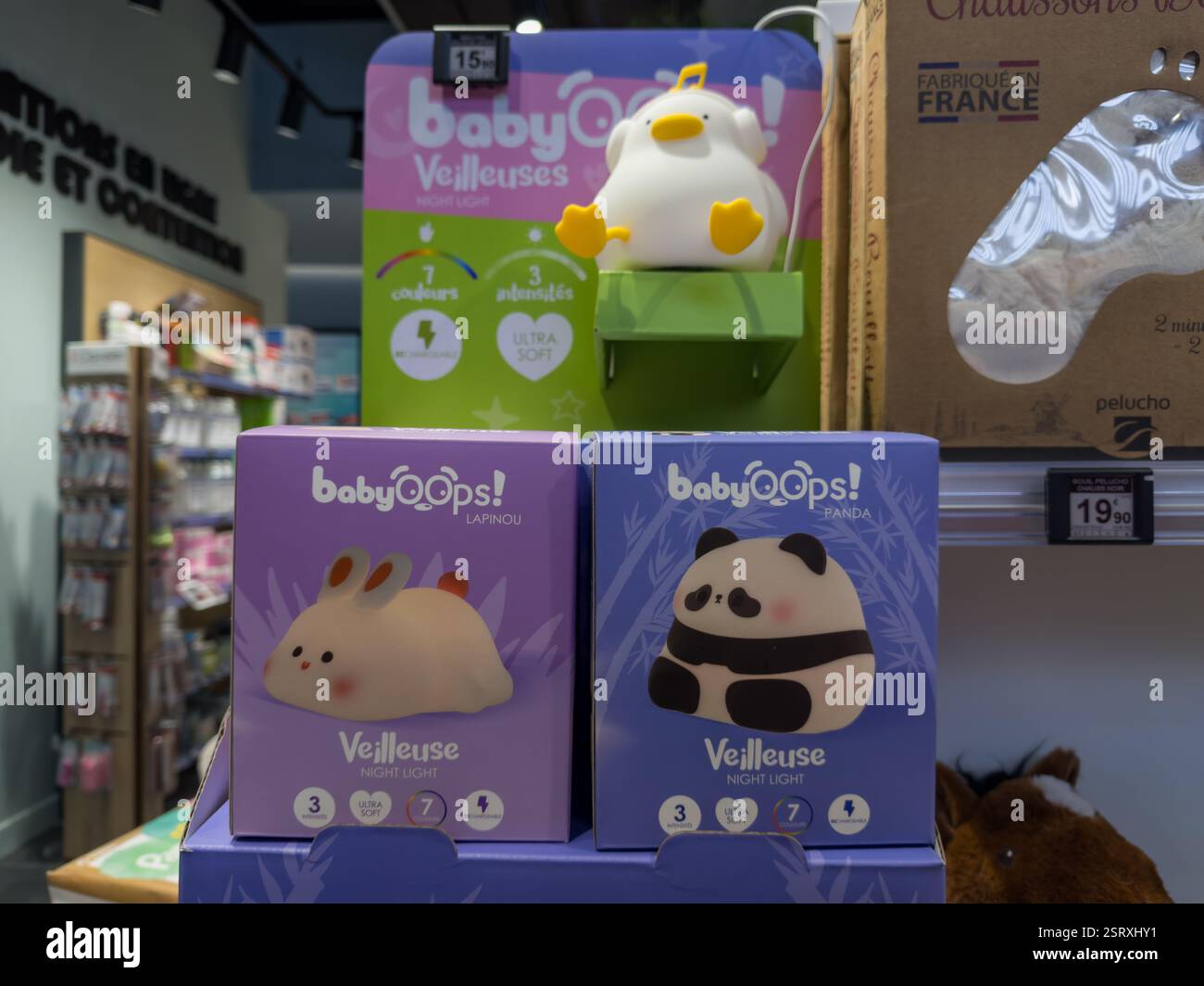 Cute night lights featuring adorable animals in a lively store display ...