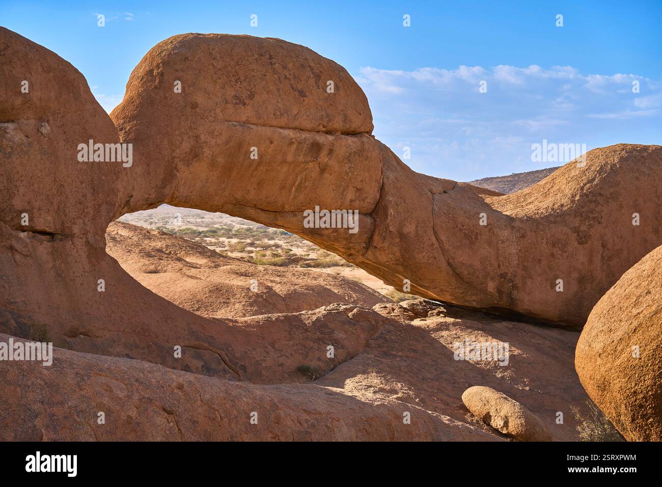 The window of the Rock Arch in Spitzkoppe, Namibia, Africa Stock Photo ...