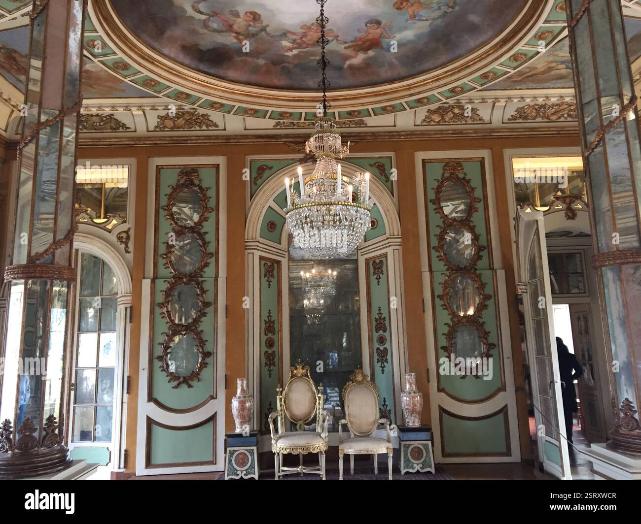National Palace of Queluz. Sumptuous gilded interior with ornate ...