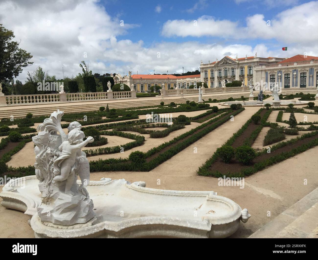 Beautiful Baroque palace Portugal surrounded by manicured gardens ...
