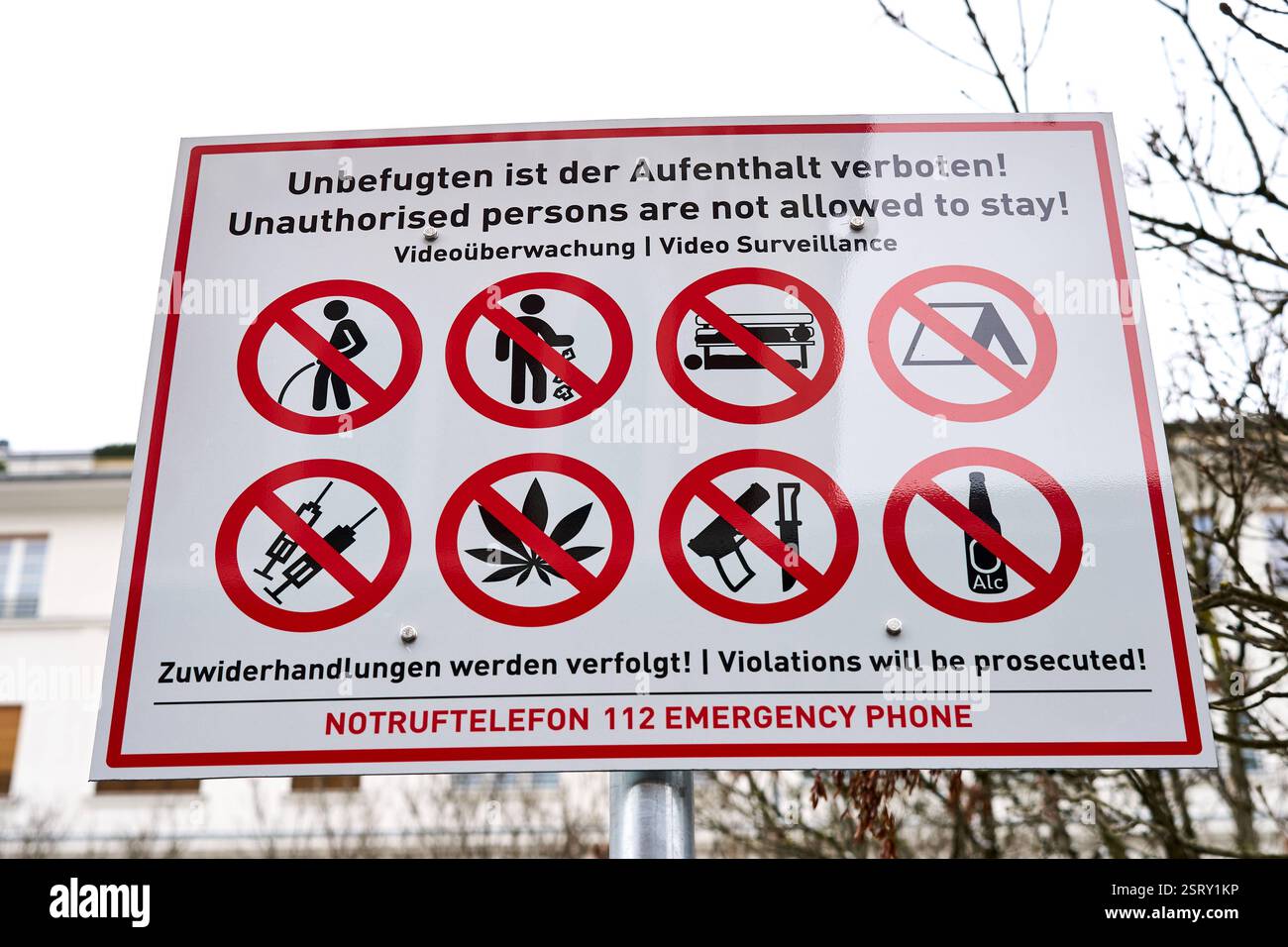 Munich, Bavaria, Germany - 14 February 2025: A prohibition sign with ...