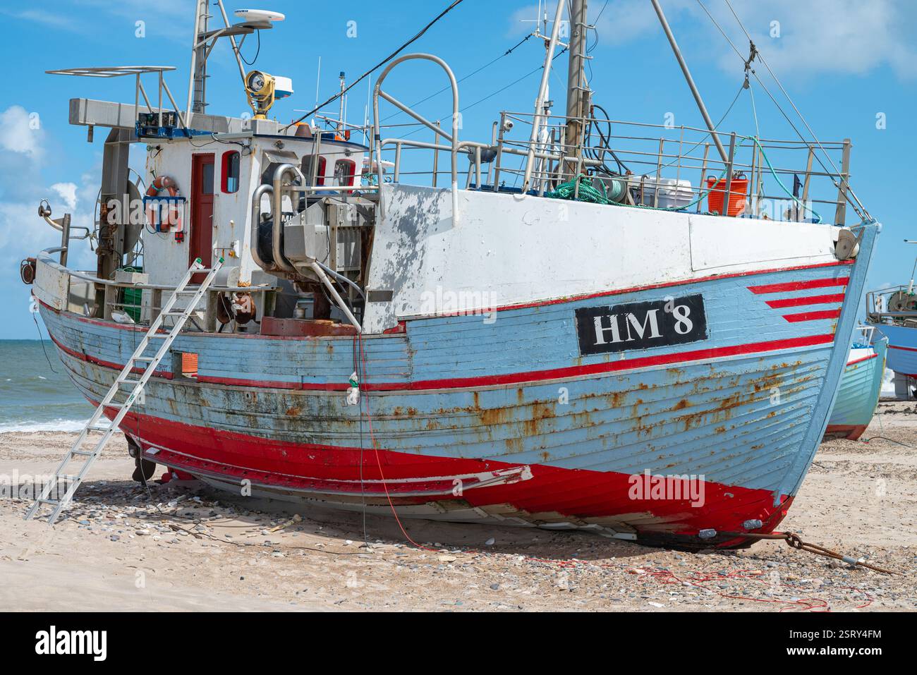 Thorup Strand Denmark - June 5. 2024: Fishing boats on the beach Stock ...
