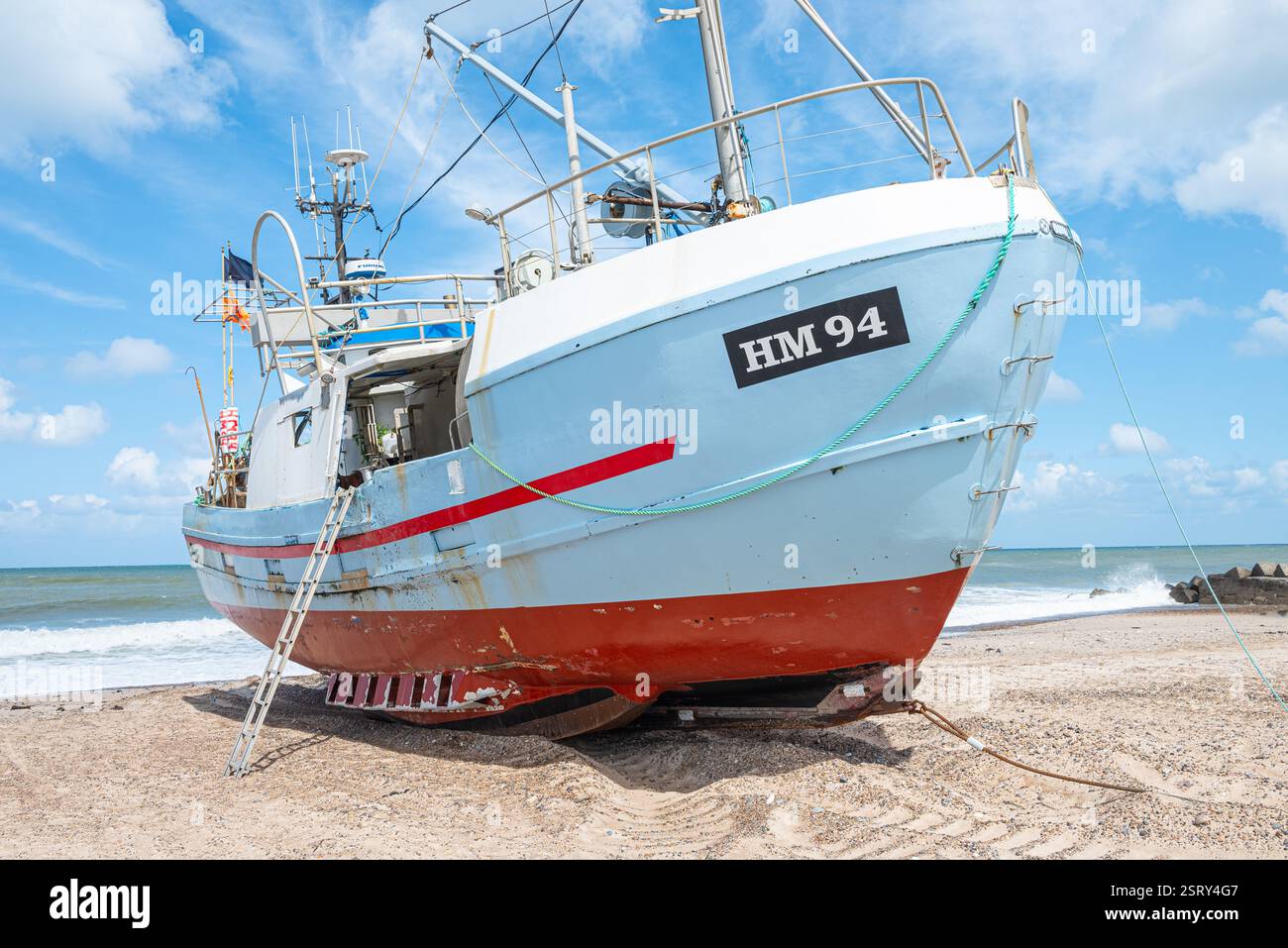 Thorup Strand Denmark - June 5. 2024: Fishing boats on the beach Stock ...