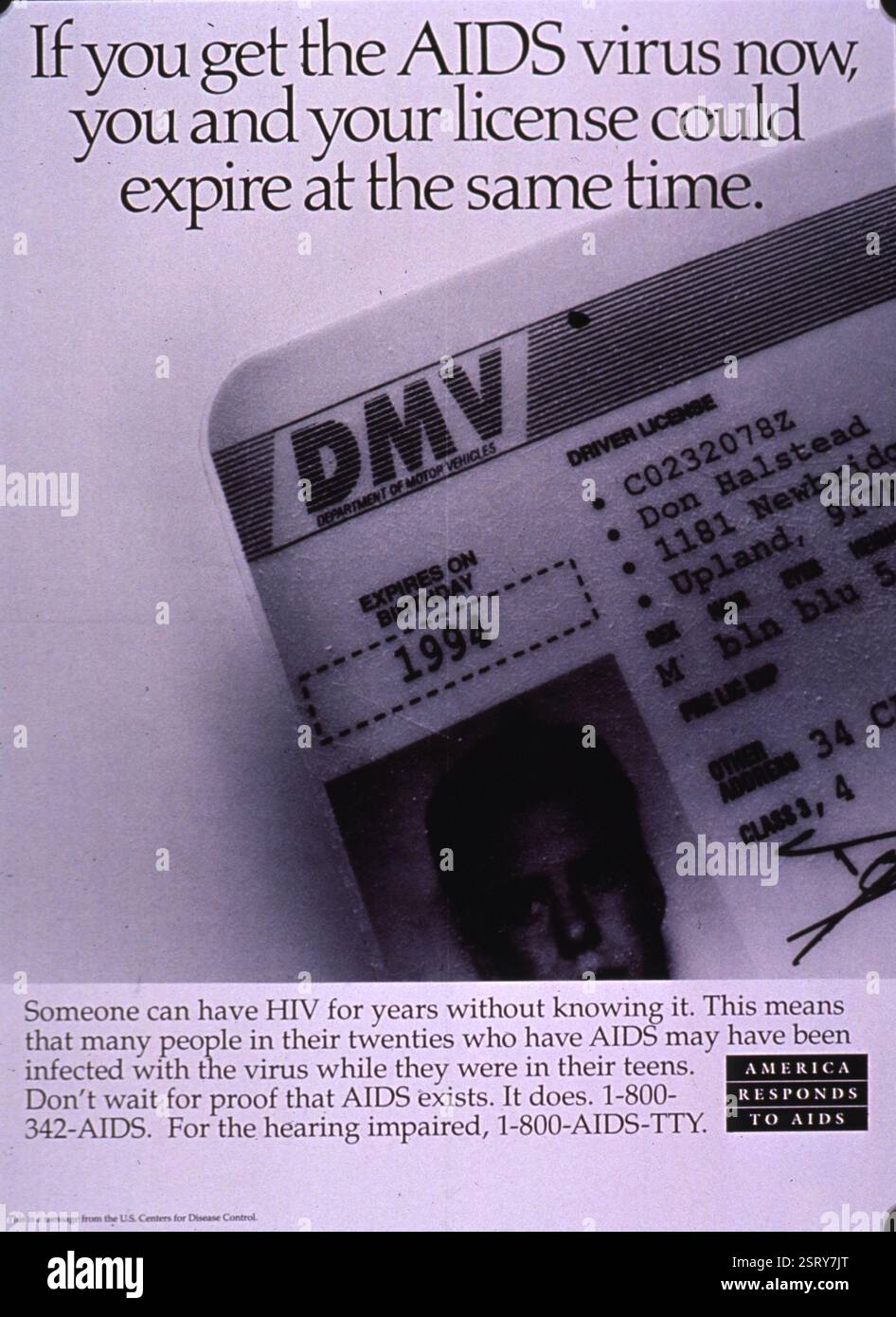 1980s If you get the AIDS virus now, you and your license could expire at the same time - poster ...