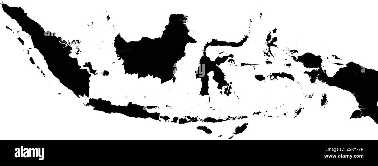 Editable vector silhouette of Indonesia, including the major islands ...