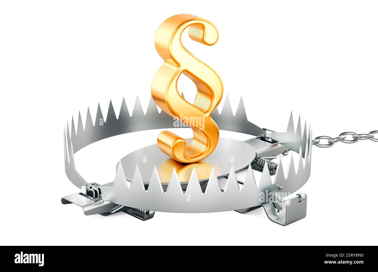 Trap with section, paragraph symbol. 3D rendering isolated on white ...