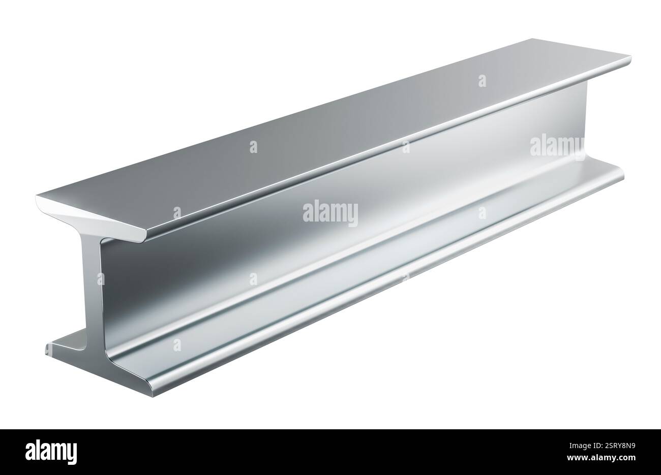 I-beam or H-shaped, rolled steel joist, double T. 3D rendering isolated ...