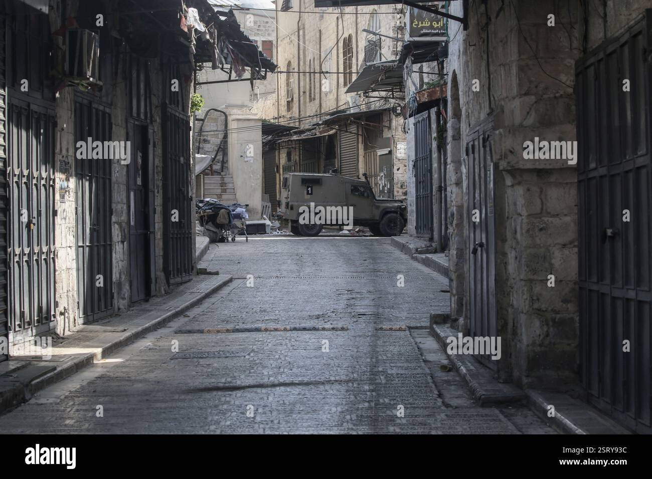 Nablus, Palestine. 16th Feb, 2025. Israeli military vehicles and ...