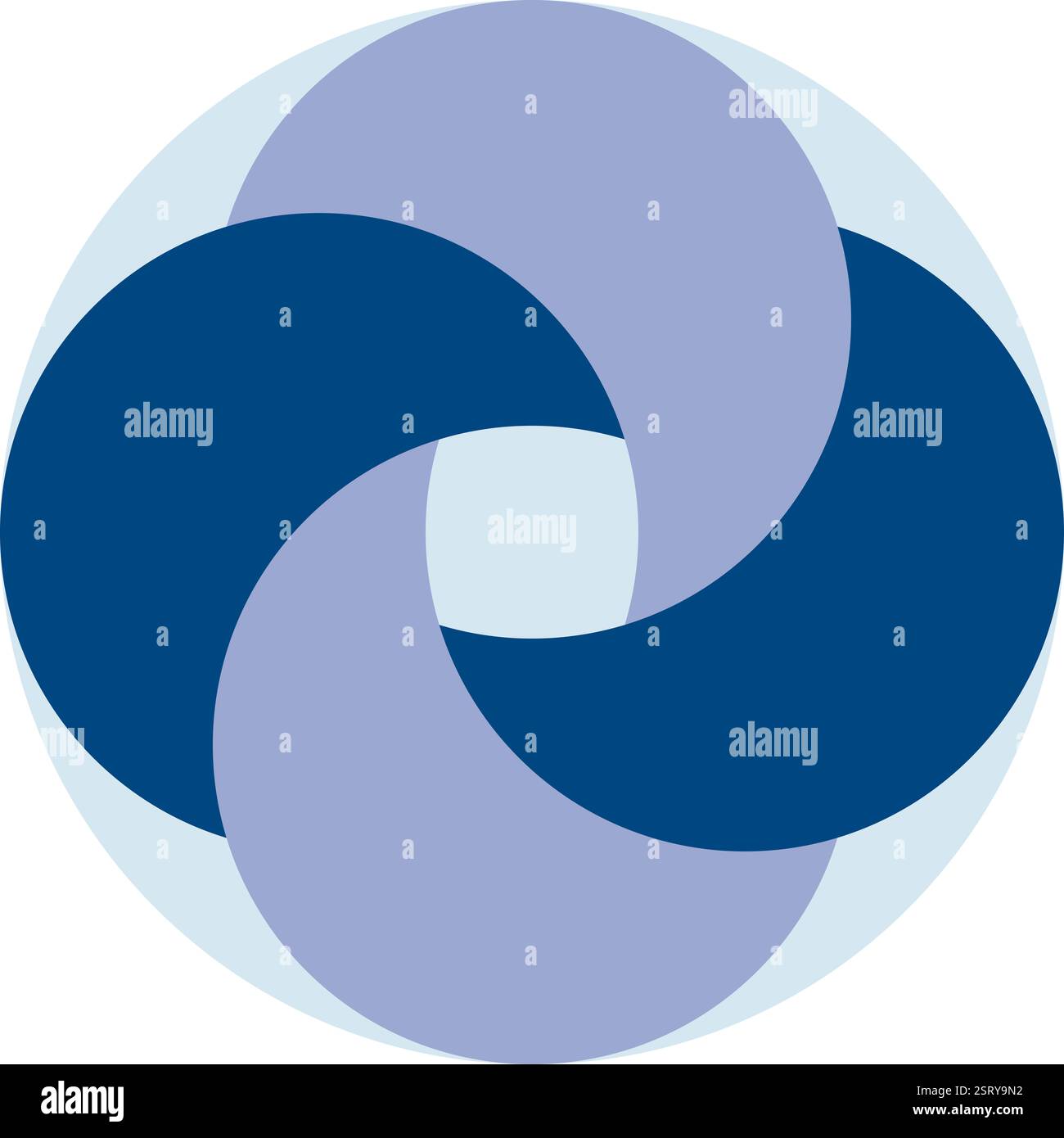 Blue interlocking hoops on a pale blue background Stock Photo - Alamy