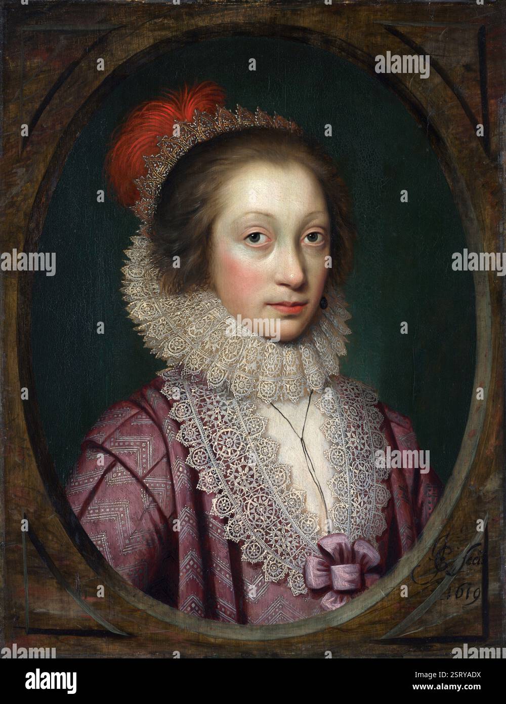 Portrait of a Woman, 1619, oil on wood painting by English artist ...