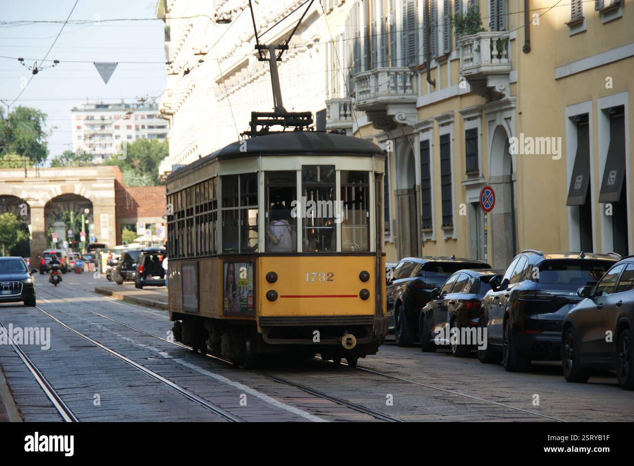 Classic tram on a Milan street Stock Photo - Alamy