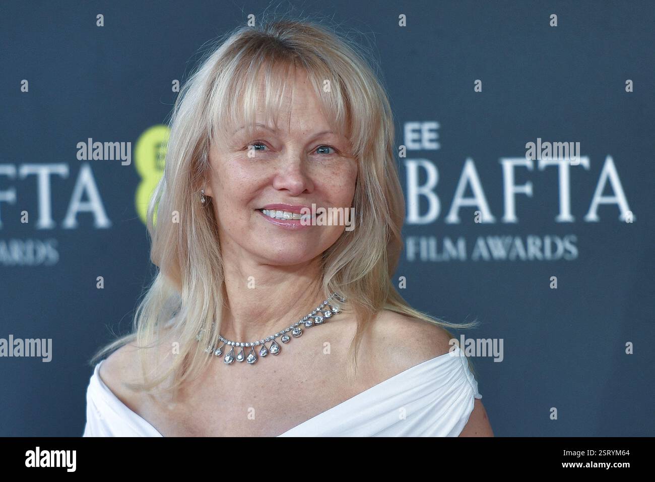 Pamela Anderson attending the 2025 EE BAFTA Film Awards at The Royal ...