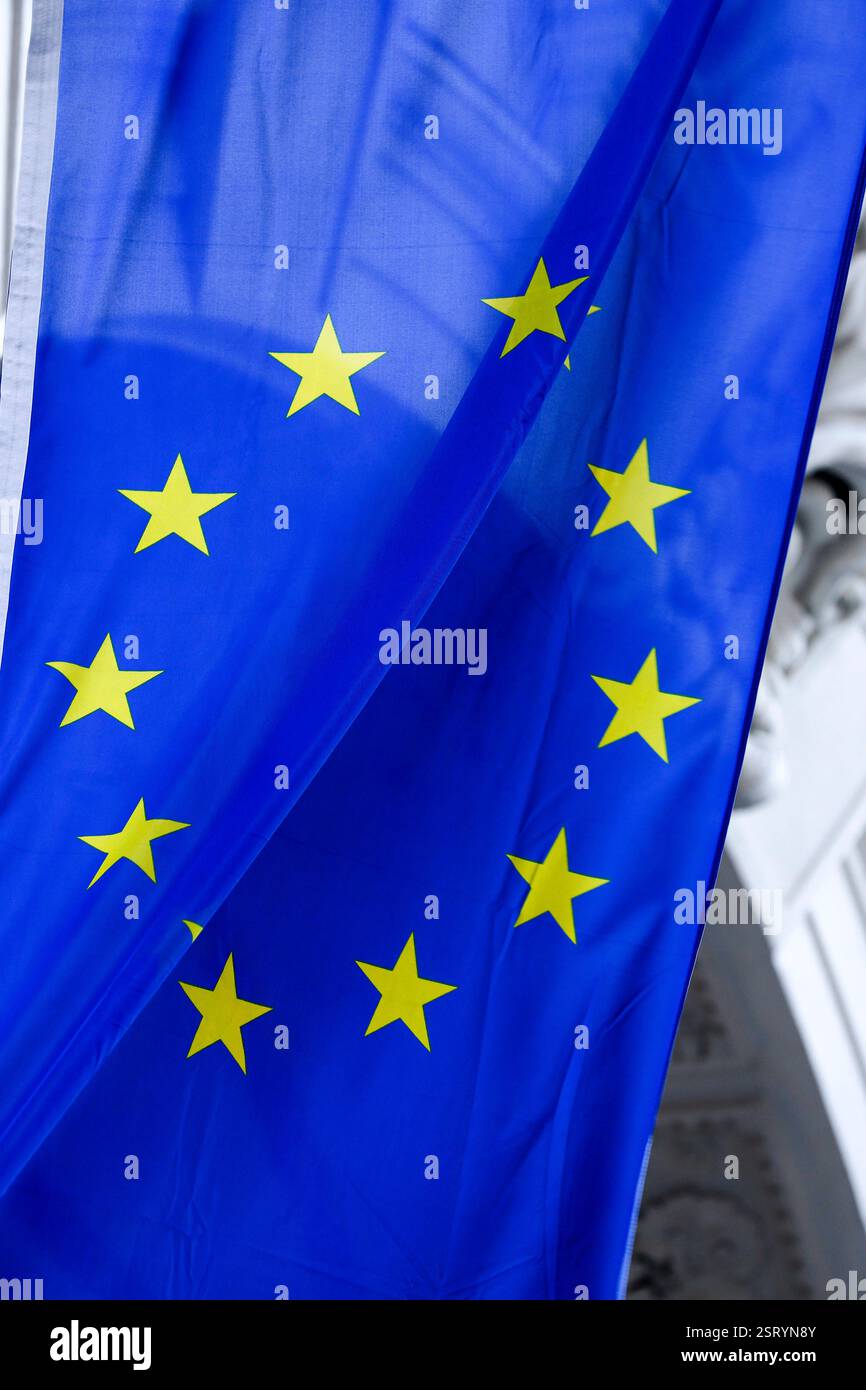 close up of Union European flag waving Stock Photo - Alamy