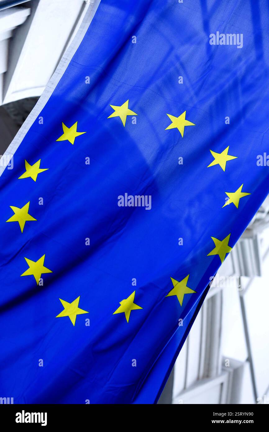 close up of Union European flag waving Stock Photo - Alamy