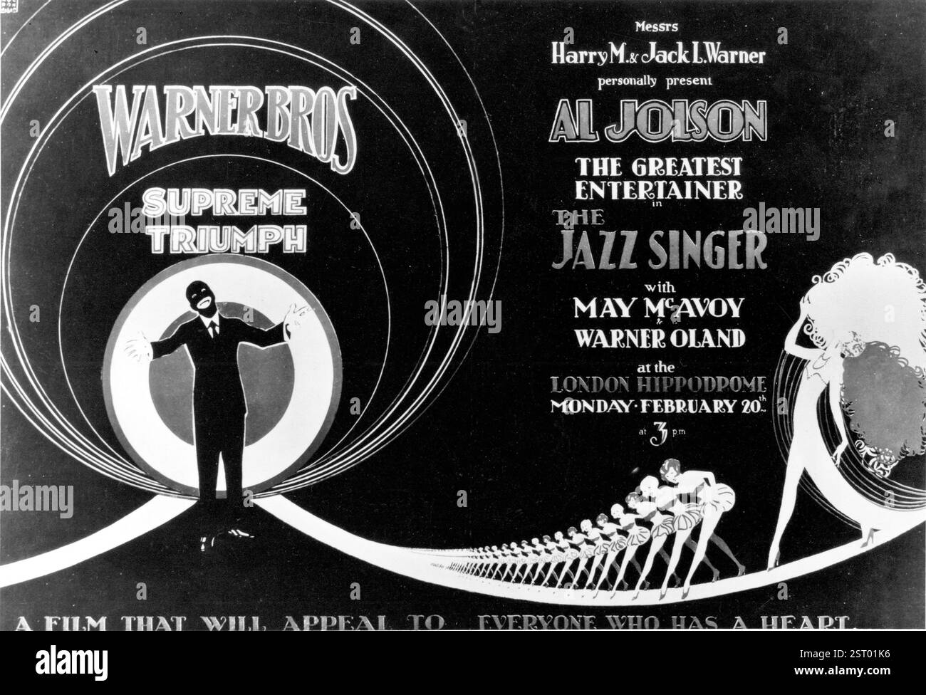 THE JAZZ SINGER AL JOLSON poster advertising the film presentation at ...