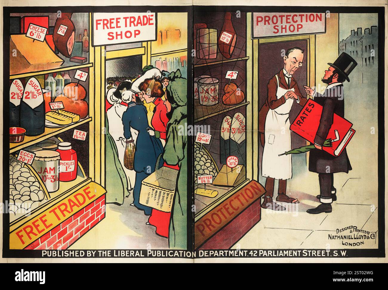 Free Trade and Protection - Liberal Party poster clearly displaying the ...