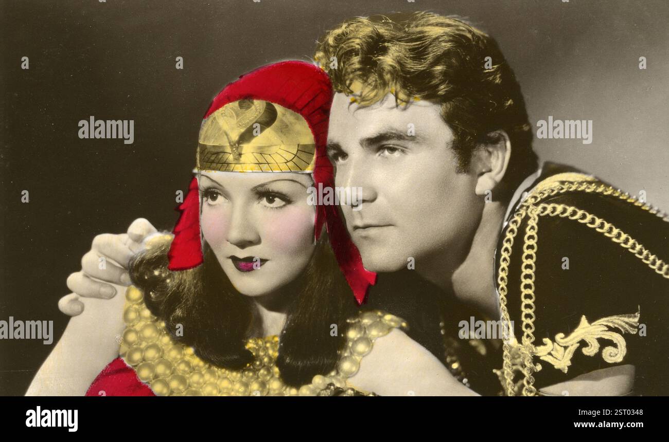 CLEOPATRA CLAUDETTE COLBERT as Cleopatra, HENRY WILCOXON as Marc Antony Date: 1934 Stock Photo ...