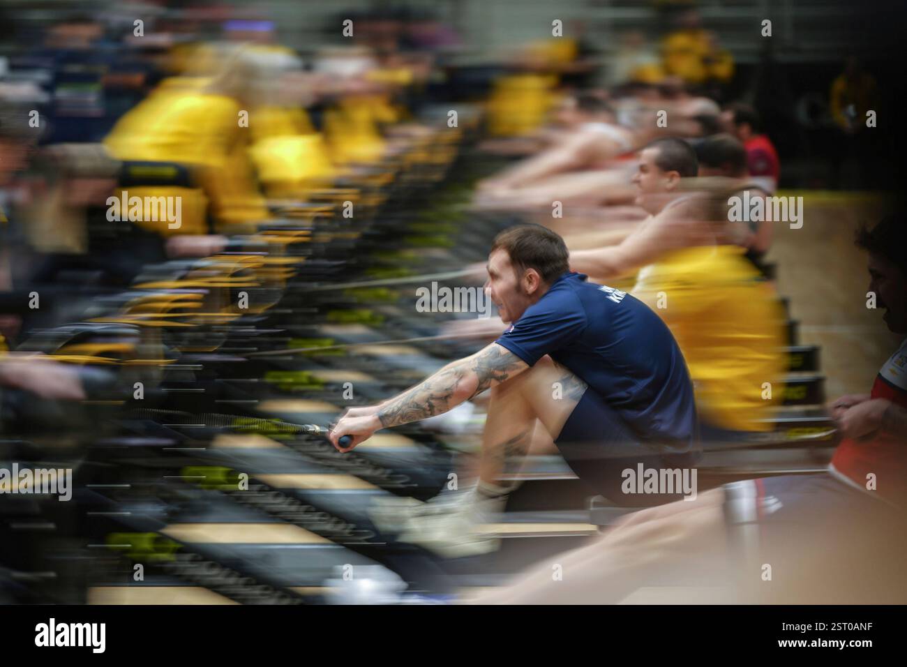 Athletes compete in the indoor rowing competition at the 2025 Invictus ...