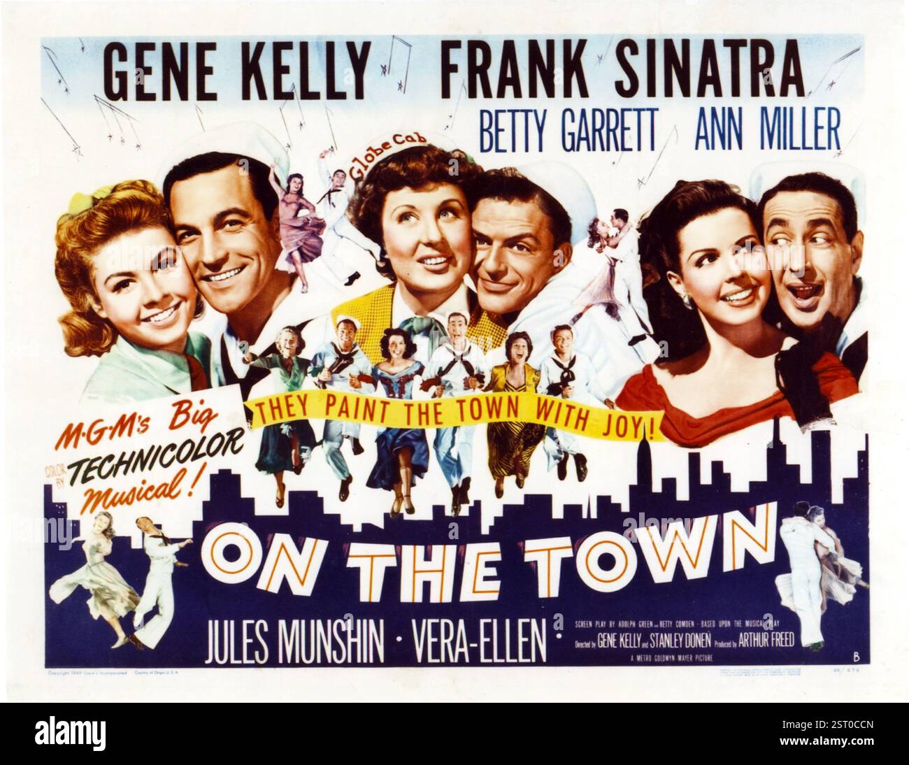 ON THE TOWN [US 1949] VERA ELLEN, GENE KELLY, BETTY GARRETT, FRANK SINATRA, ANN MILLER, JULES ...