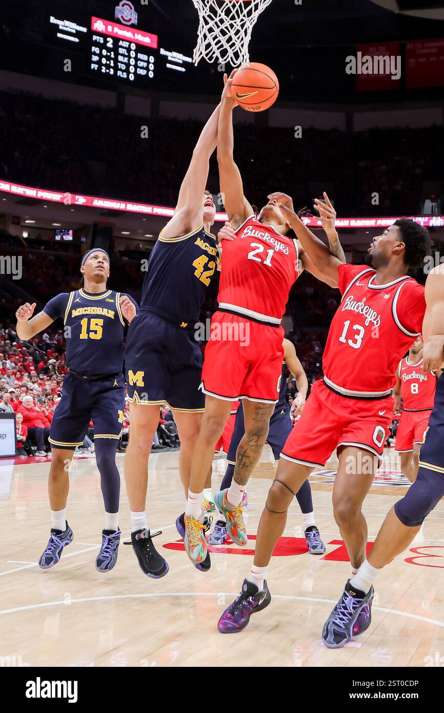 Columbus, Ohio, USA. 16th Feb, 2025. Michigan Wolverines forward Will ...