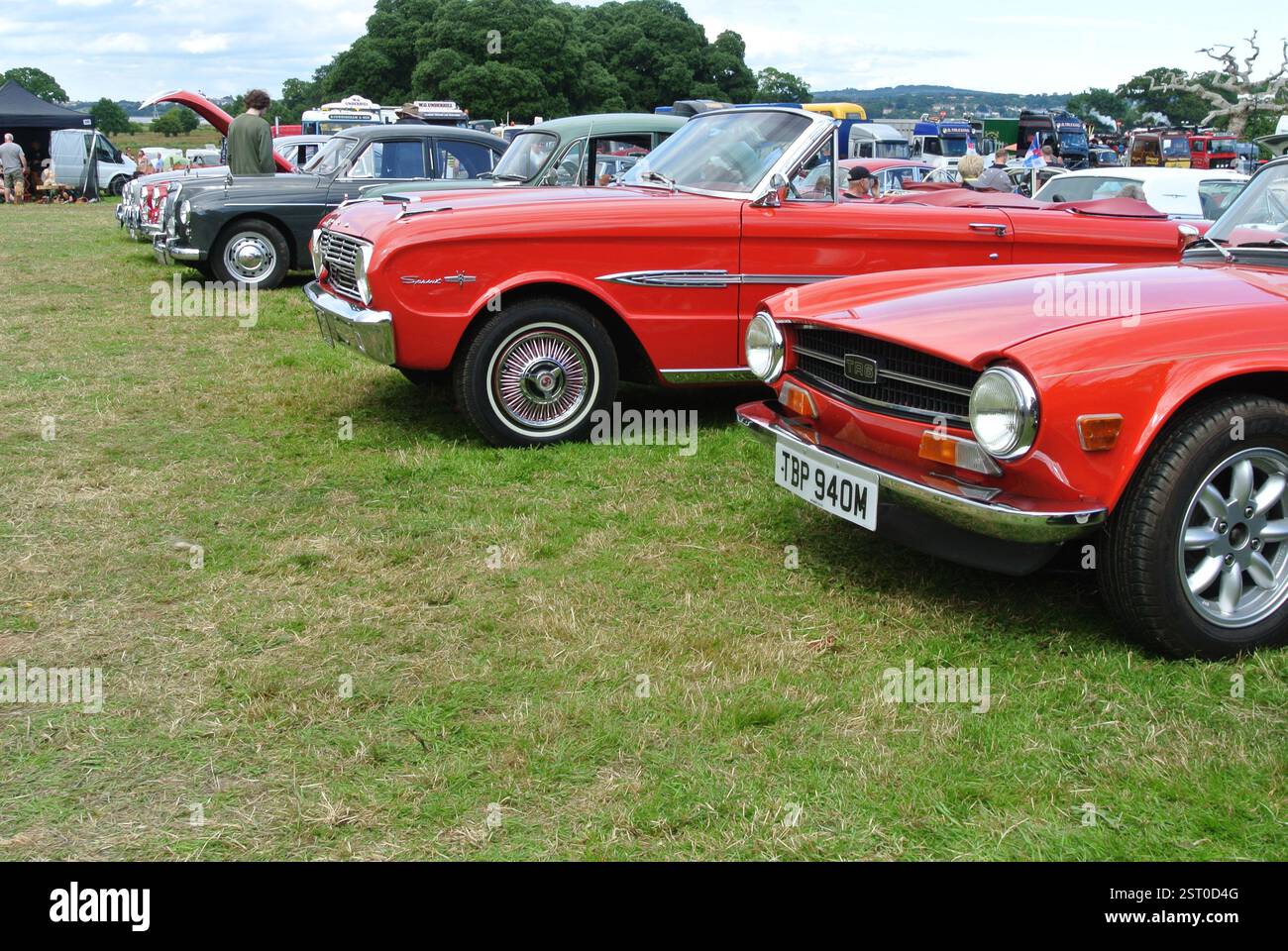 A line of classic cars parked on display at the 49th Historic Vehicle Gathering classic car show ...