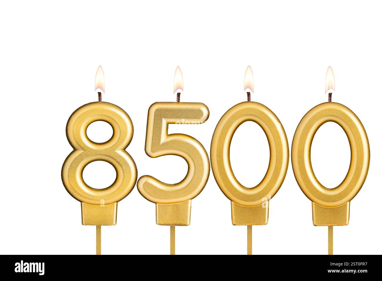 Candles forming the number 8500 - white background Stock Photo - Alamy