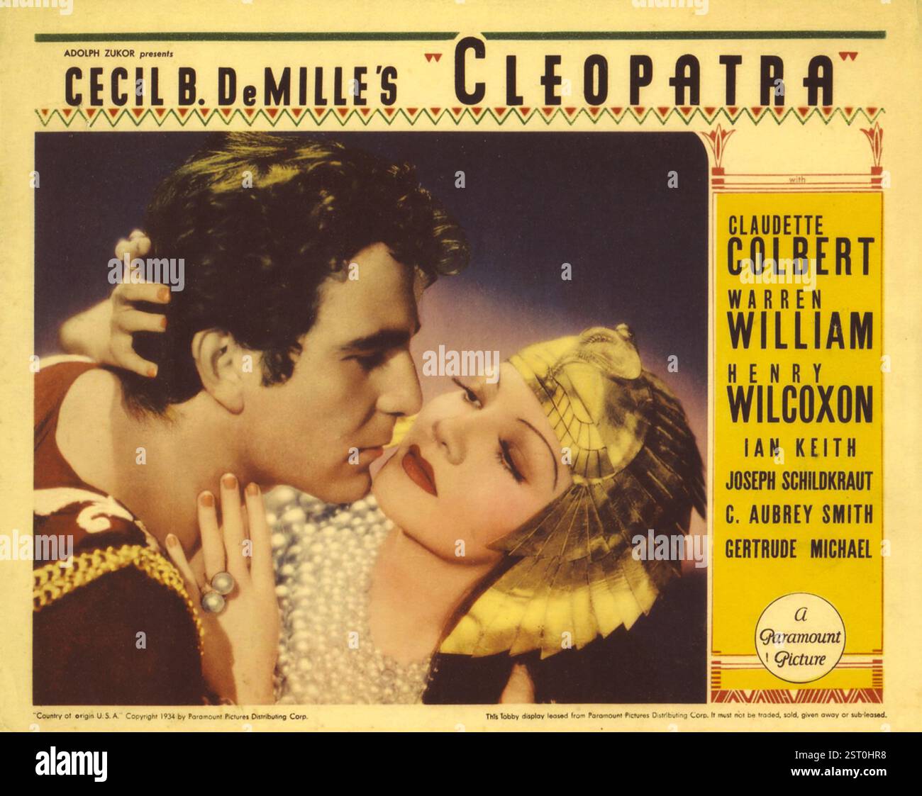 CLEOPATRA [US 1934] HENRY WILCOXON as Marc Antony, CLAUDETTE COLBERT as Cleopatra Date: 1934 ...