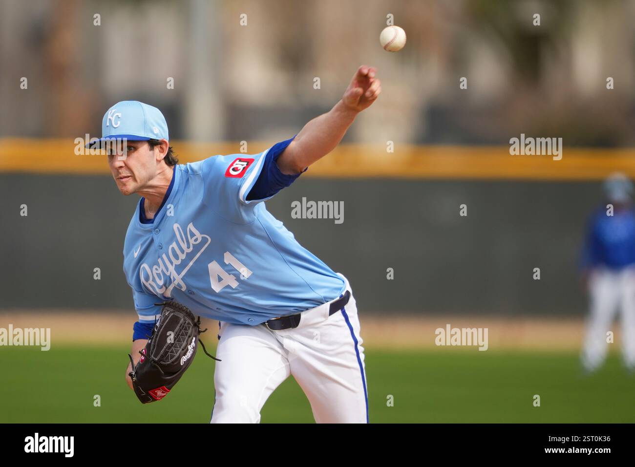 Kansas City Royals relief pitcher Daniel Lynch IV throws during spring ...
