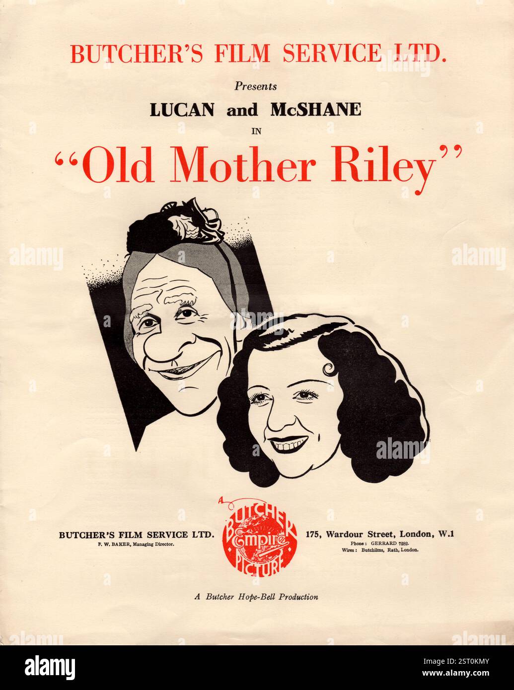 OLD MOTHER RILEY [BR 1937] ARTHUR LUCAN as Old Mother Riley, KITTY ...